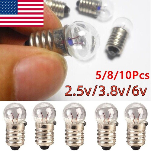 5-10Pcs Screw Base Light Bulb Low Power E10 2.5V-6V Lamp Flashlight ...