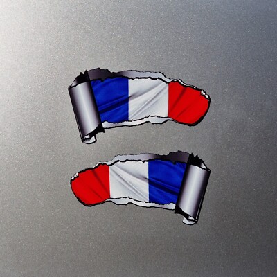 2x France French Flag Ripped Metal Slash Vinyl Sticker Decal For Car ...