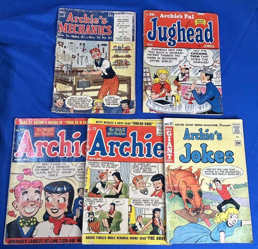 1954,1955,1962 Archie's Mechanics #1, Jughead 26,70,77 Jokes Comic ...