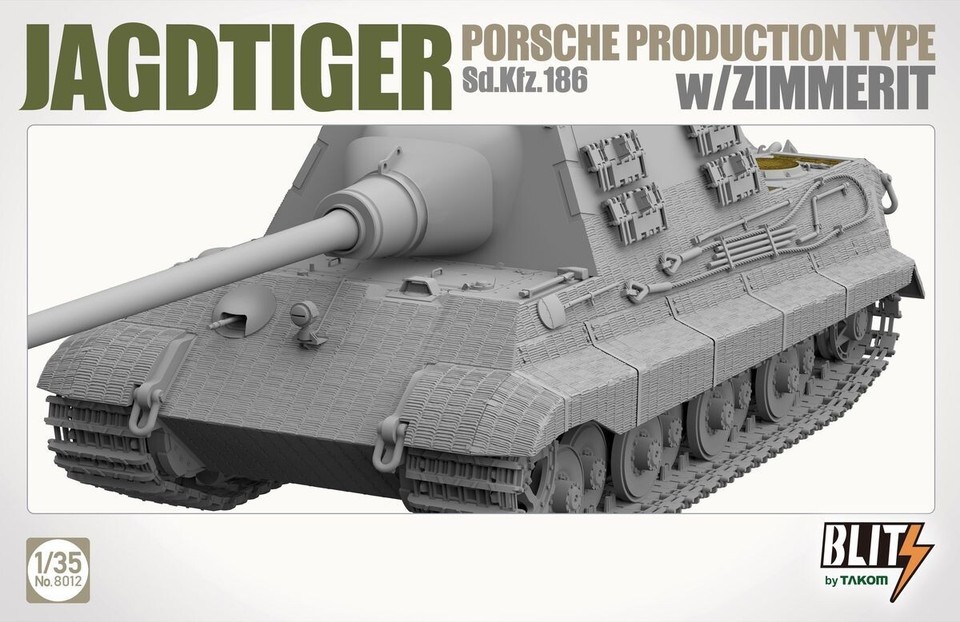 TAKOM 8012 1/35 Sd.Kfz.186 Jagdtiger Porsche Production Type w/Zimmerit ...