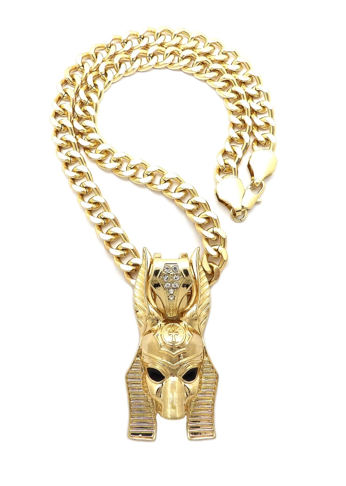 New Egyptian Anubis Head Pendant 9mm/18" Link Chain Hip Hop Necklace ...