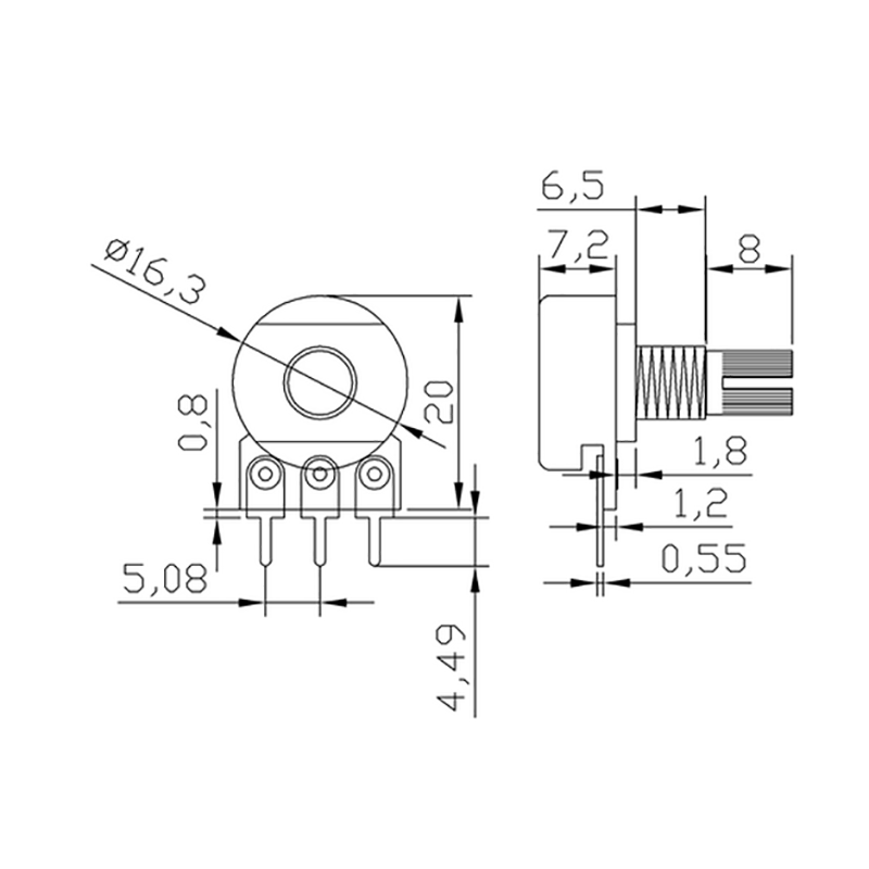 Potentiometer Resistor Resistance B Pot 1k 2k 5k 10k 20k 50k 100k 250K ...