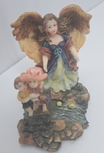 Vintage Guardian 3” Angel Watching Over Children Bridge Figurine Statue ...