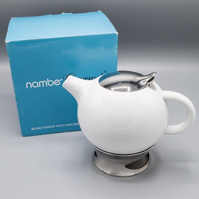 Nambe Gourmet Bulbo Teapot w/ Infuser & Warming Base in Box - FREE USA ...