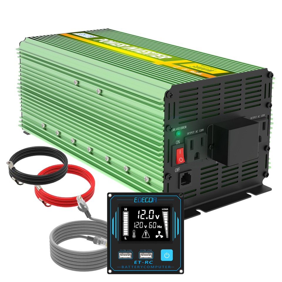 EDECOA 2000W/3000W Solar Inverter DC 12V to AC 110V 120V Converter ...