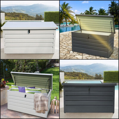 Large Outdoor Storage Trunk Steel Chest Garden Yard Tool Organizer ...