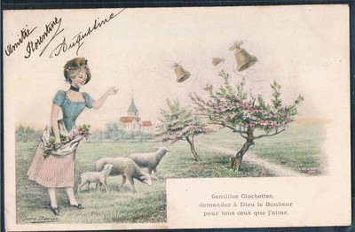 U057 VIENNE Style a/s JEAN DACIER EASTER BEAUTIFUL LADY WOMAN LAMB ...