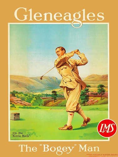 TRAVEL SPORT GOLF GLENEAGLES SCOTLAND BOGEY RAIL ART PRINT POSTER ...