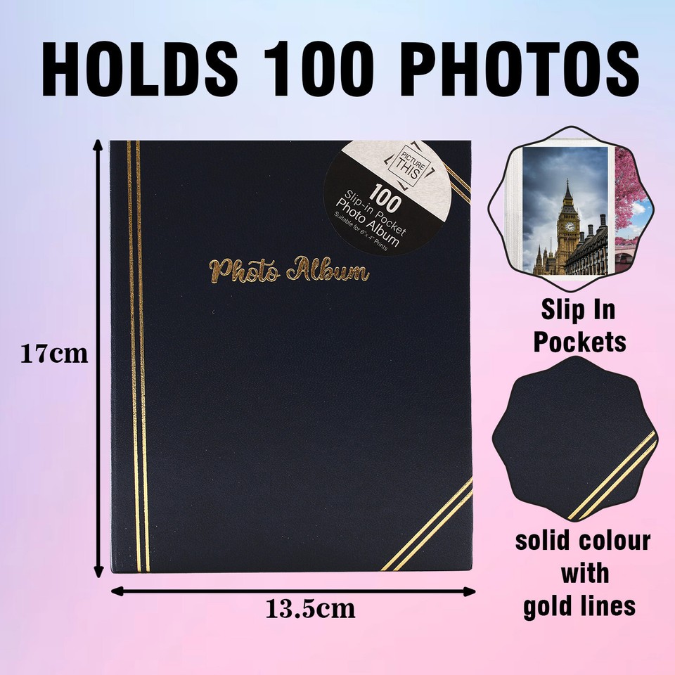 6"x4" Traditional Photo Album 100/200/300 Pockets Black Blue Red Album ...