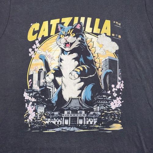 Catzilla T-Shirt – Cat Meets Godzilla Monster Funny Graphic Tee Women's ...
