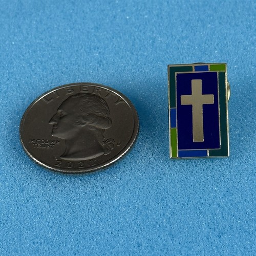 Vintage Religious Christian Cross Purple Green Enamel Pin Pinback ...