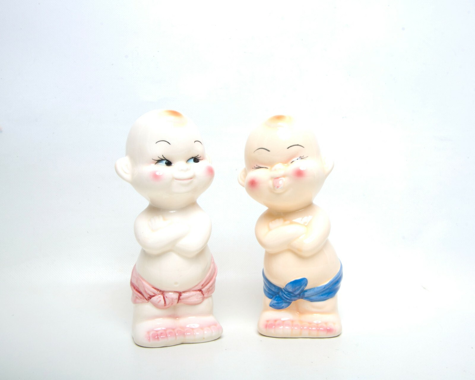 Vintage Figural Coin Bank Baby Girl Baby Boy Ceramic Piggy Bank Nursery ...