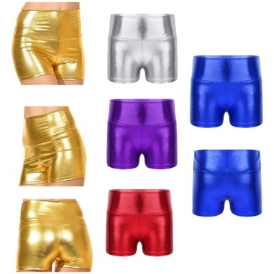 iEFiEL Girls Metallic Dance Shorts Kids Gymnastic Yoga Pants Fitness AU ...