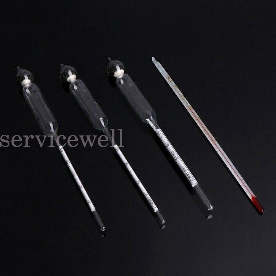 0-100% Hydrometer Alcoholmeter Alcohol Tester Meter+Thermometer Tools ...