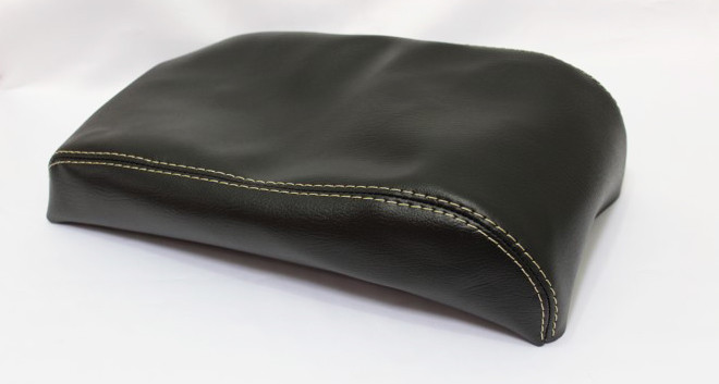 Real Leather Gray Stitch Center Console Lid Cover Fits 11-18 Ford ...