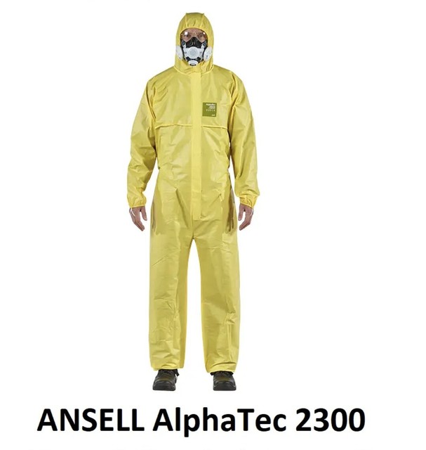 Hooded Coverall 2xl Yellow Ansell 68-2300 MICROCHEM 2300 Hazmat Suit ...