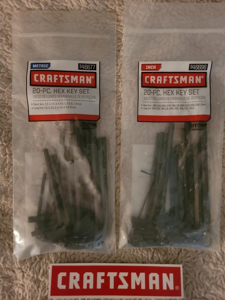 NEW CRAFTSMAN HEX KEY ALLEN WRENCH SET 40 PC PIECE SAE STANDARD INCH ...