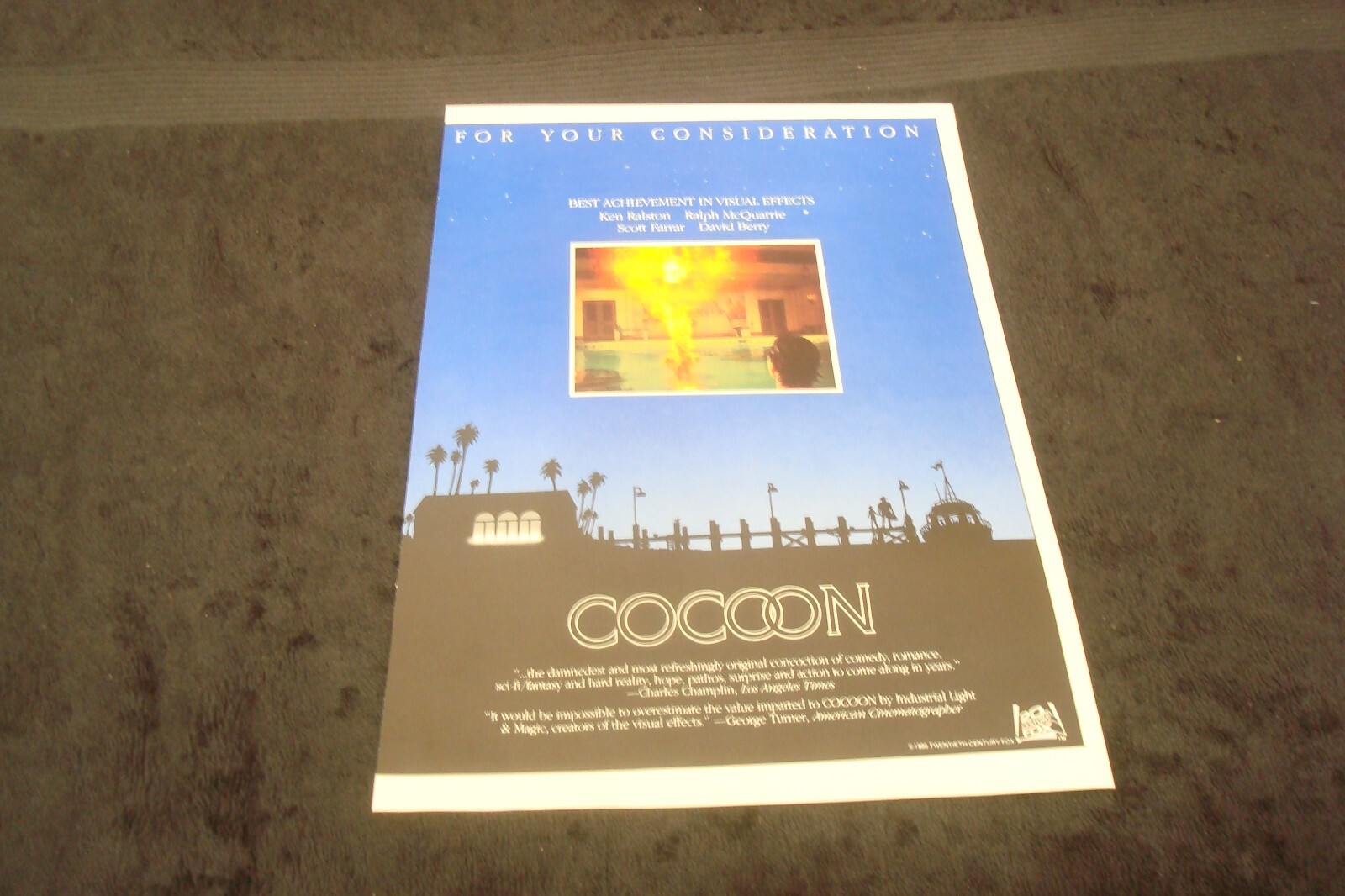 COCOON 1986 Oscar ad Best Visual Effects, Ken Ralston, Don Ameche, Ron ...