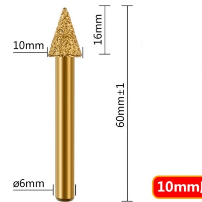 Diamond Mounted Point 10mm Brazed Grinder Conical Head Grinding Rotary ...