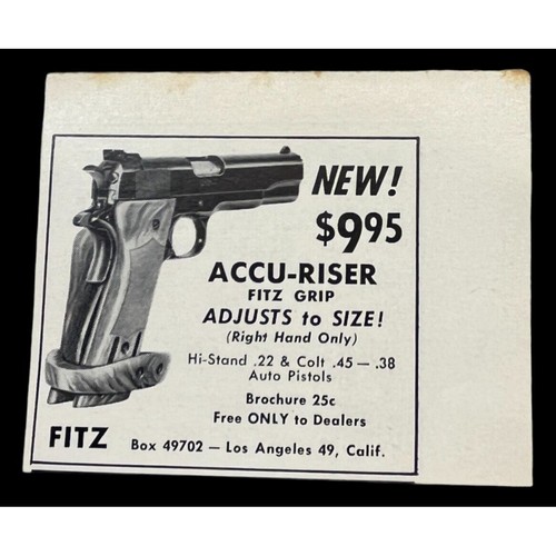 Fitz Accu-Riser Hand Gun Grip Vintage Mini Print Ad 60s Los Angeles CA ...