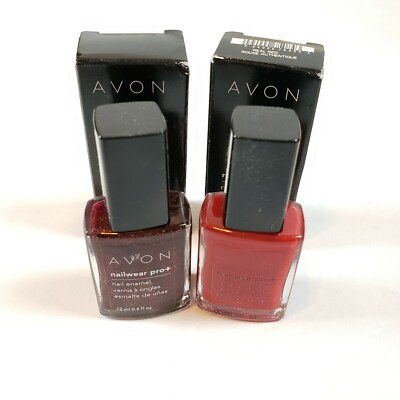 AVON Nailwear Pro + Nail Enamel .4 fl oz RED REVEAL GOLDEN WINE Nail ...