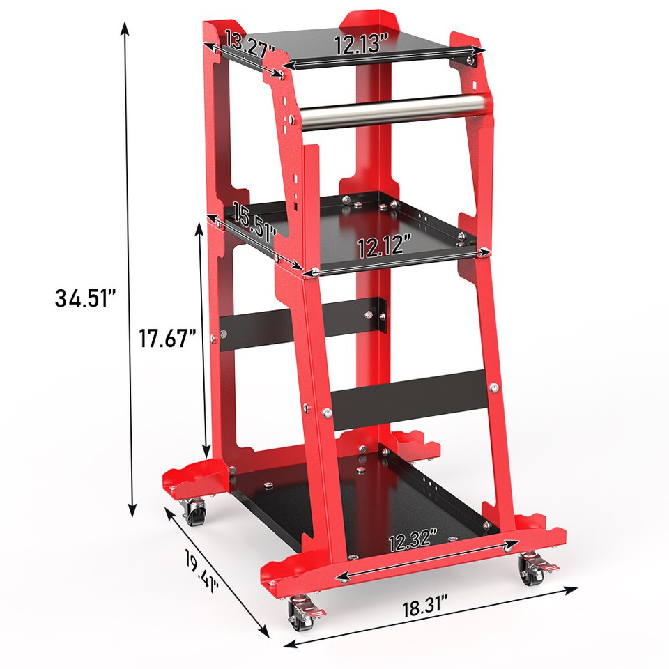 3-layer Utility Rolling Rotation Caster Tool Cart Trolley for Auto ...