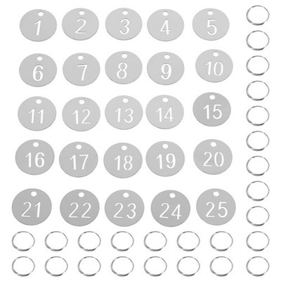 25pcs Numbered Tags Metal Identification Hanging Tags Round Number Tags ...