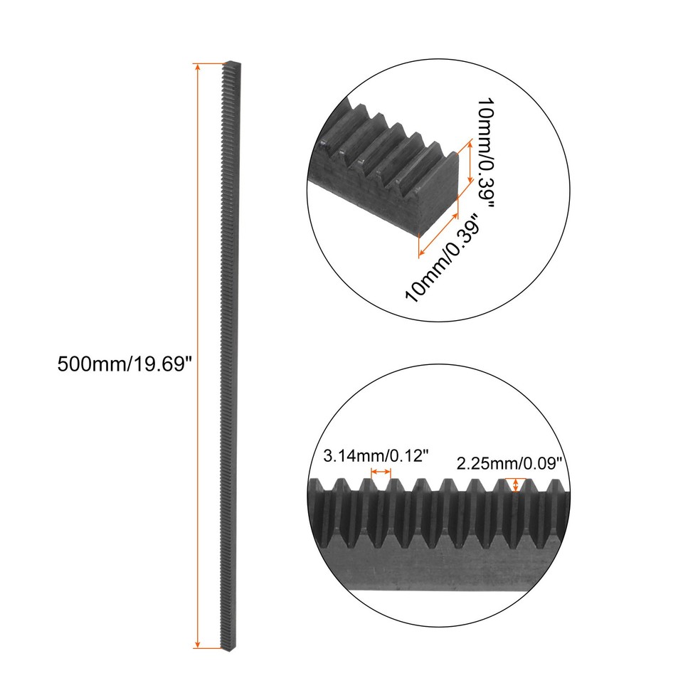 Gear Rack 1Mod 10mmx10mmx500mm 45# Steel Straight Linear Spur Rack ...