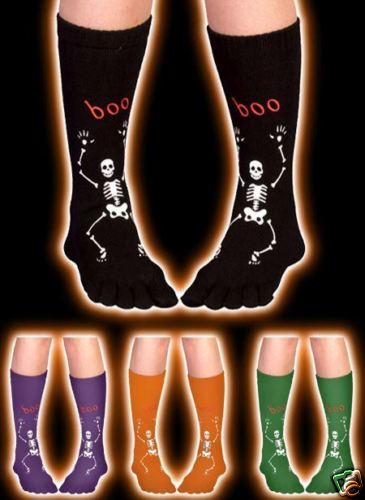 HALLOWEEN BOO SKELETON TOE SOCKS ORANGE | eBay