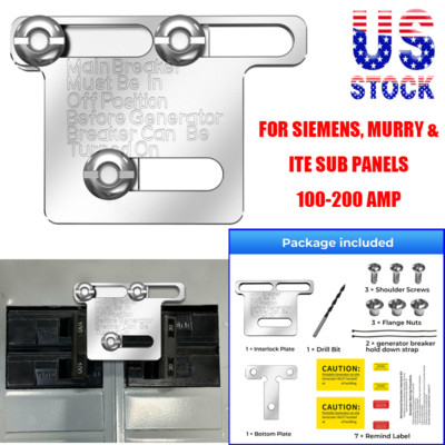 Generator Interlock Kit For Siemens , Murry & ITE Sub 100 & 200 Amp ...