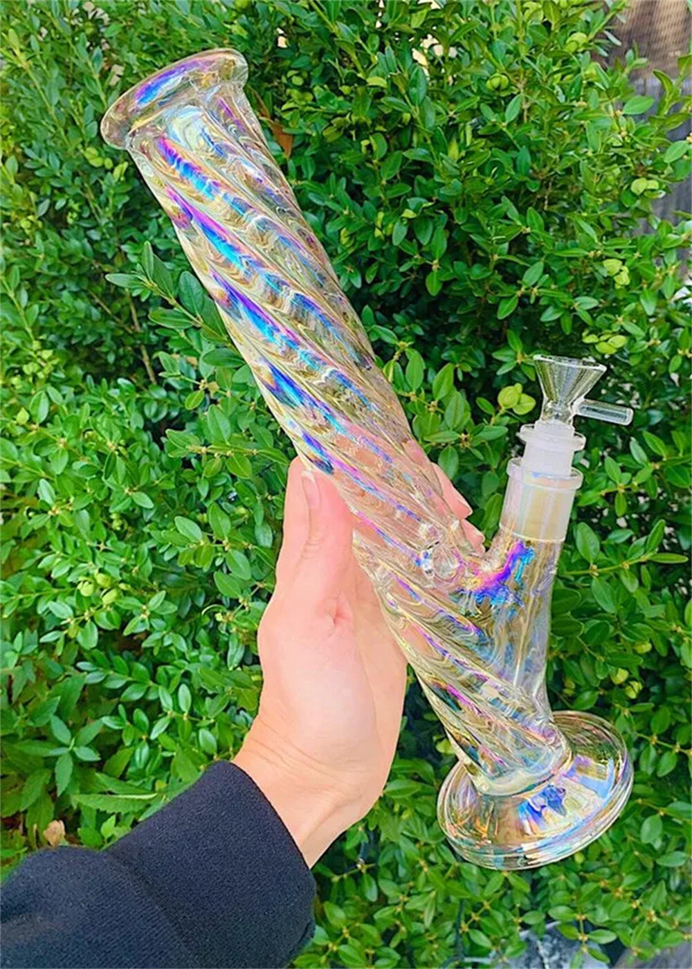 11" Rainbow Glass Bong Spiral Pyrex Water Pipe Hookah Change Color ...