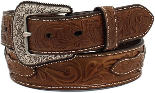 Ariat Mens Round Cross Concho Tooled Leather Belt | eBay