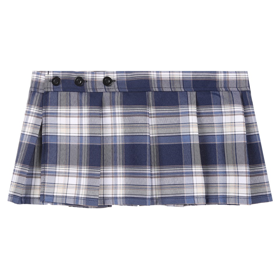 Women Ladies Schoolgirl Mini Plaid Skirt Short Micro Dress Role Play ...