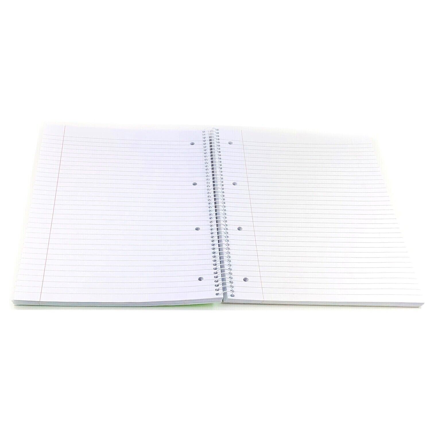 A4 Notebook Spiral Bound Punched Hole Pages Soft Back Cover Homework ...