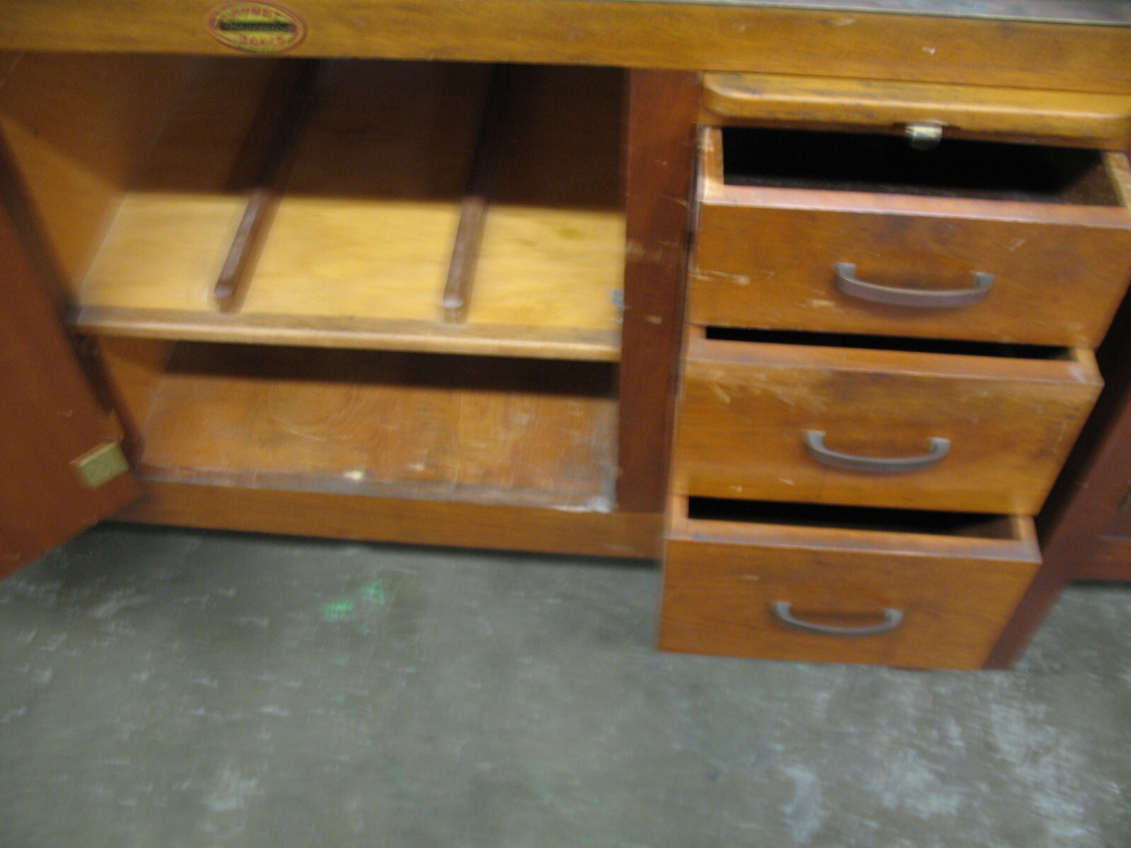 2 MOORE JIG BORER GRINDER MAHOGANY WORK BENCH TOOL STORAGE CABINET ...