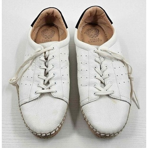 Vince Camuto Jinnie Women White Leather Lace-up Espadrille Jute Wedge ...
