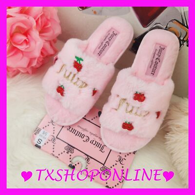 Juicy Couture Cherry Print Plushy Slippers Slides | eBay