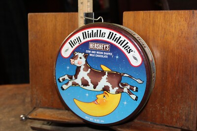 Vintage Hershey's Hey Diddle Diddles Cow & Moon Tin Litho Box 6-1/2" x ...