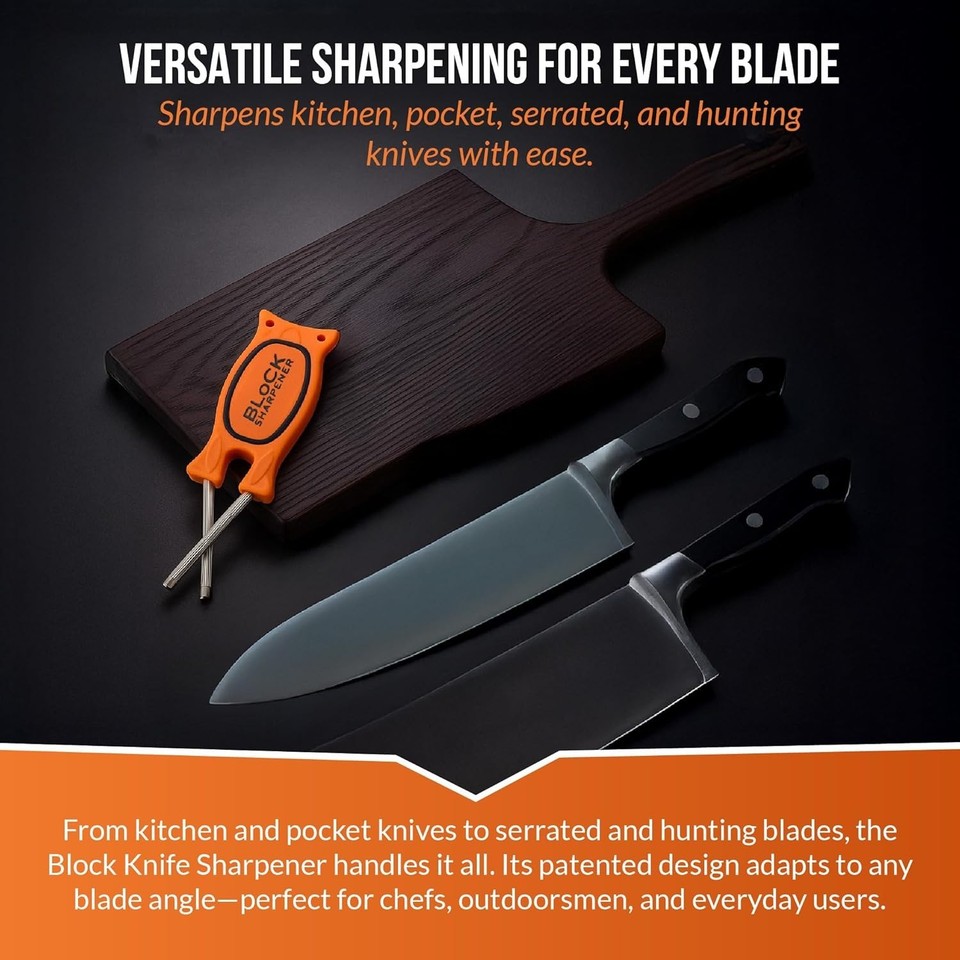 Block Knife Sharpener Patented Flex Handle Blue Manual Blade Tool For ...