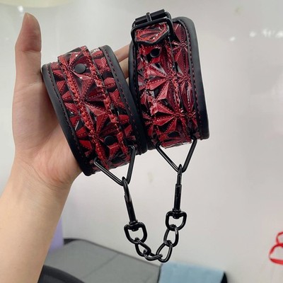 PU Leather Bondage Hand Ankle Cuffs Wrist Restraints BDSM Couples Aid ...