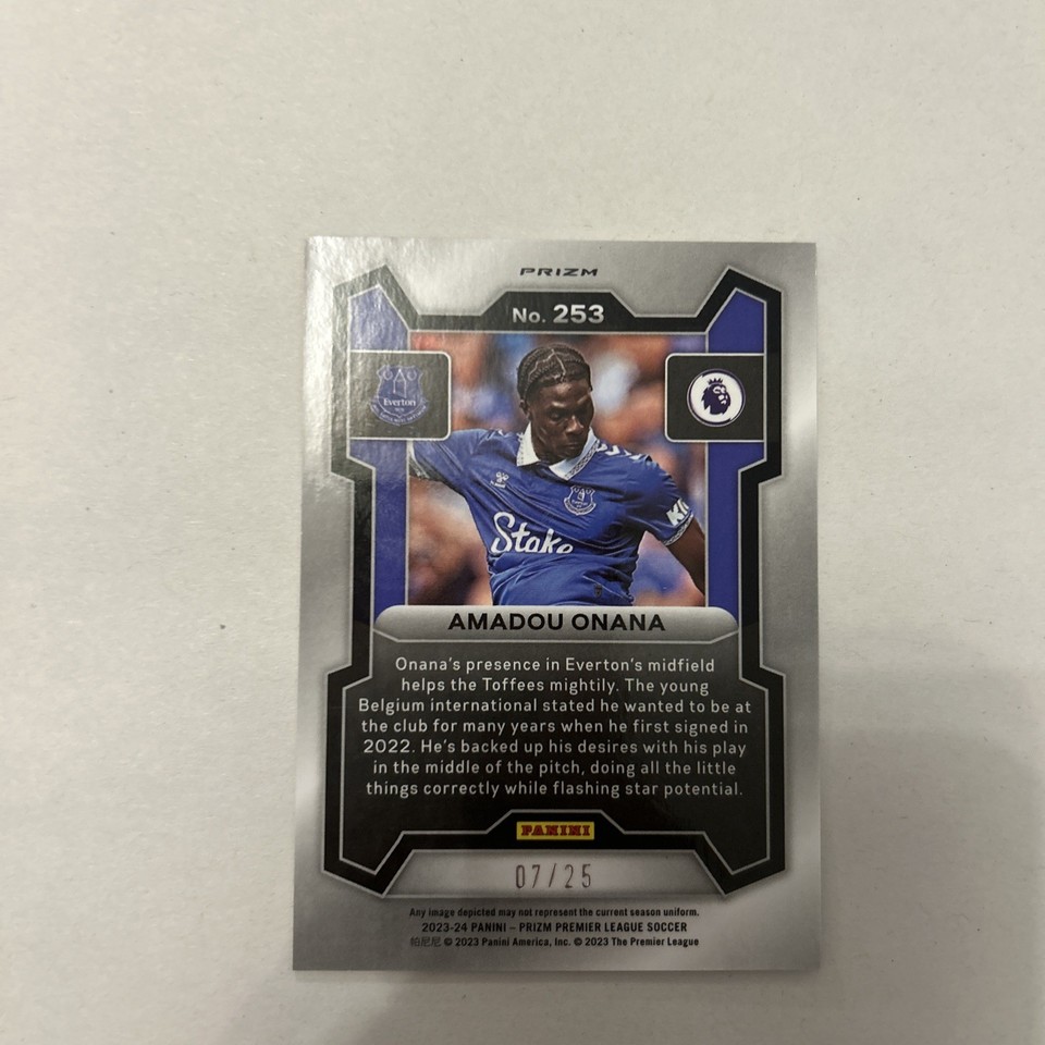 Panini Prizm 2023/24 Premier League Pink Mojo Amadou Onana Everton /25 ...