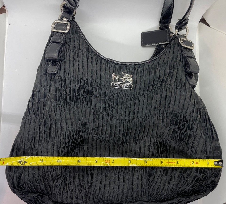 Coach 18886 Black Madison Signature Gathered Pleated Maggie Hobo ...