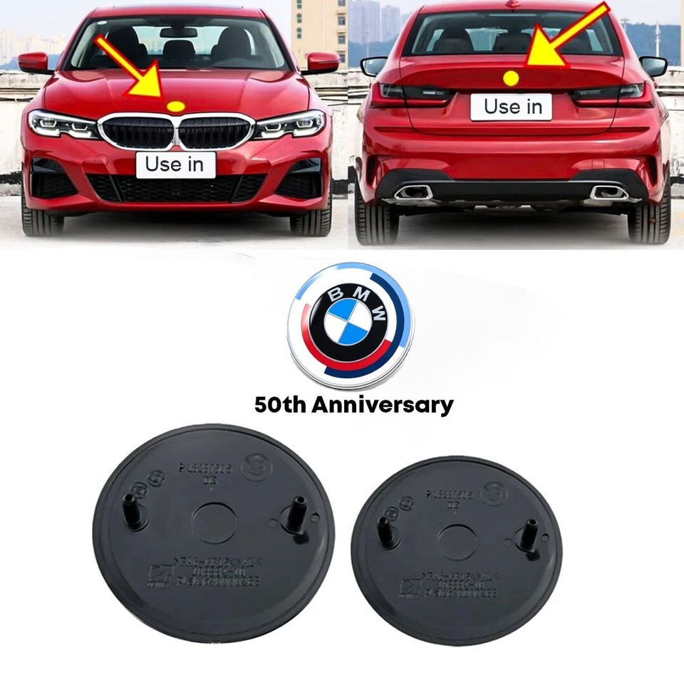 2pcs 82mm 74mm BMW Emblem Badge Hood Front Rear Trunk E46 E39 E38 E90 ...