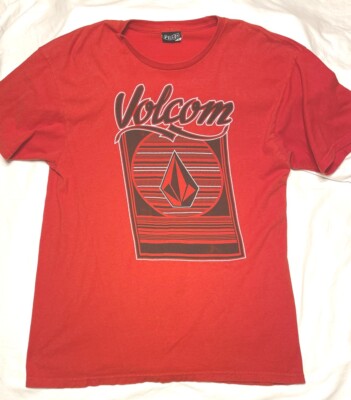 Volcom Mens Graphic Print Short Sleeve T Shirt Size L Crew Neck Red ...