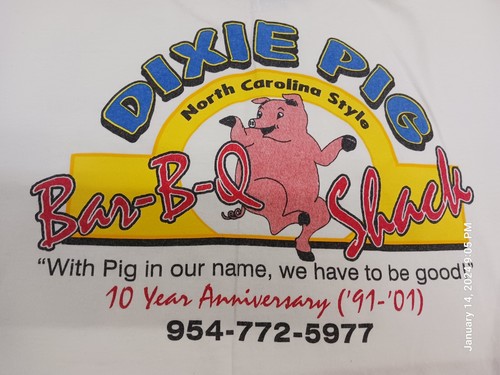 Vintage Dixie Pig Barbecue restaurant t-shirt 1991 10 year anniversary ...