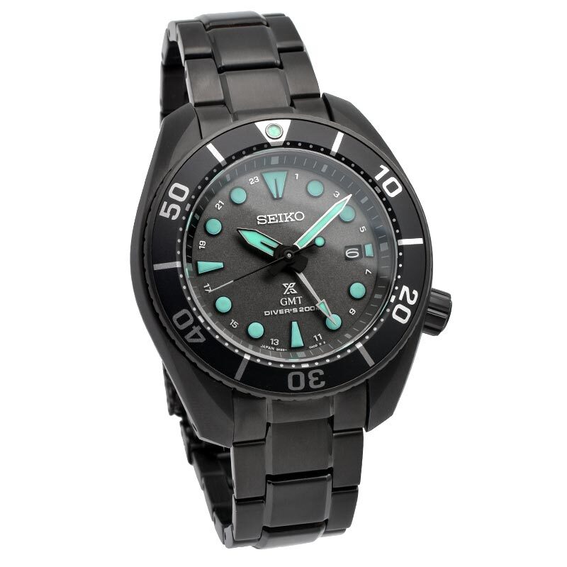 SEIKO PROSPEX SBPK007 The Black Series Night Vision GMT Solar Watch ...
