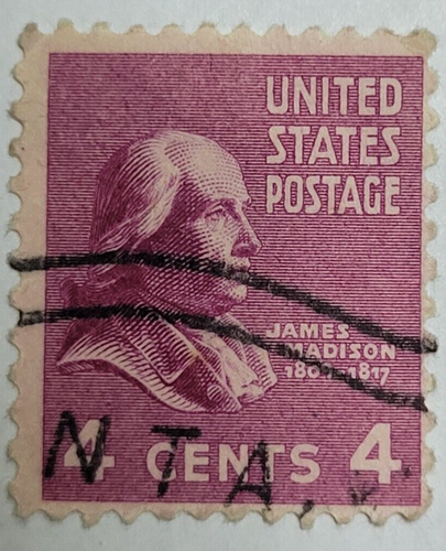 VINTAGE ~ U.S. Postage Stamp ~ James Madison ~ 4¢ Red Stamp ~ c.1938 ...