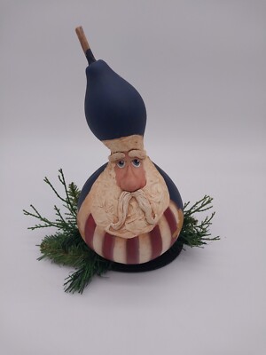 Uncle Sam Patriotic Americana USA Folk Art Gourd Hand Painted Vintage ...