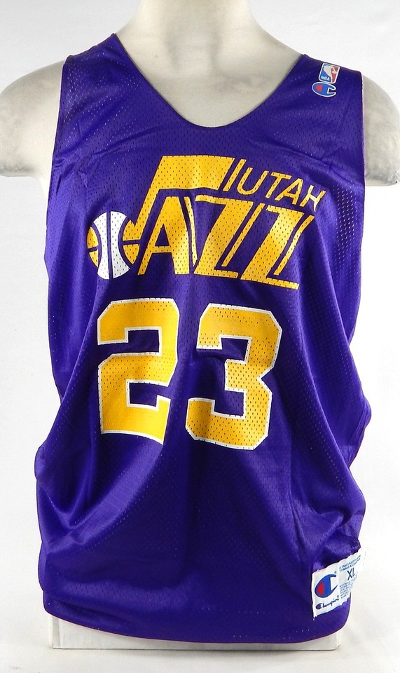 1990s Utah Jazz #23 Game Issued Purple Grey Practice Jersey XL 78 ...