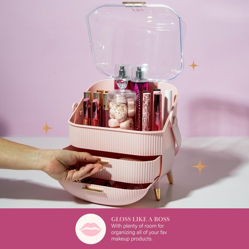 Paris Hilton Makeup Storage Organizer with Lid, Standard, Pink | eBay